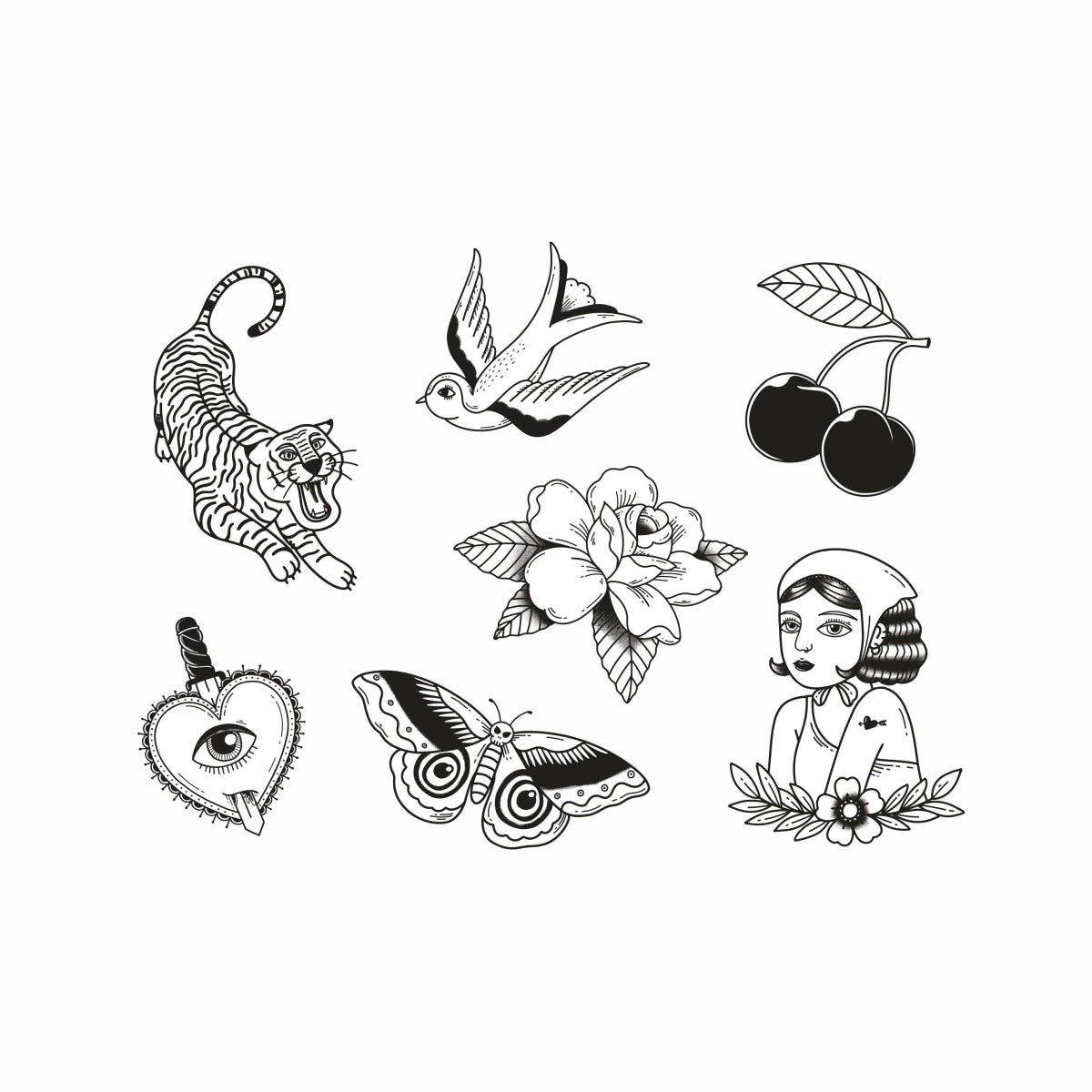 Cartela Old School PB A5 Grude Tattoo cartela-old-school-pb-a5-grude-tattoo